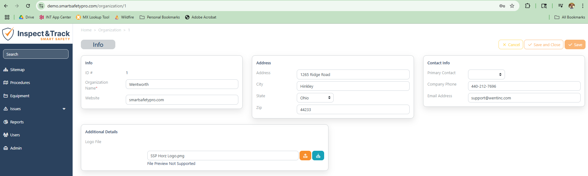Organization Screen | Smart Safety Pro